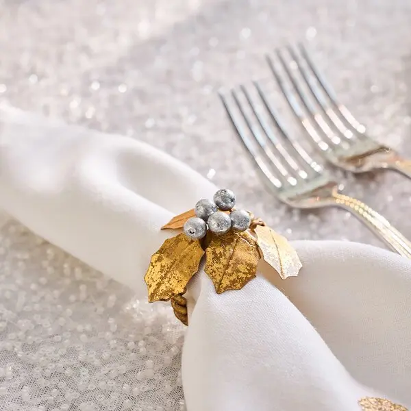 JULISKA Forest Walk Holly Winter Berries Napkin Rings, Set Of 4