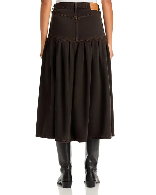 LEVI'S Yoked Pleated Denim Skirt