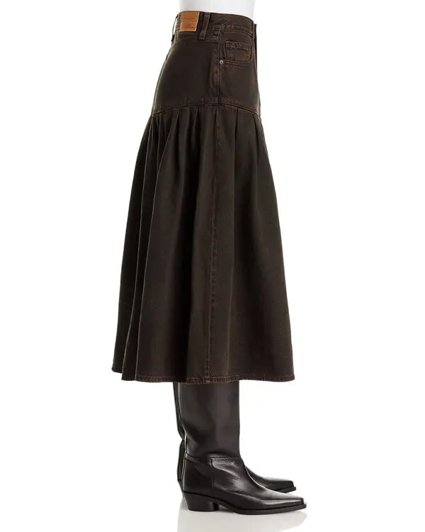 LEVI'S Yoked Pleated Denim Skirt