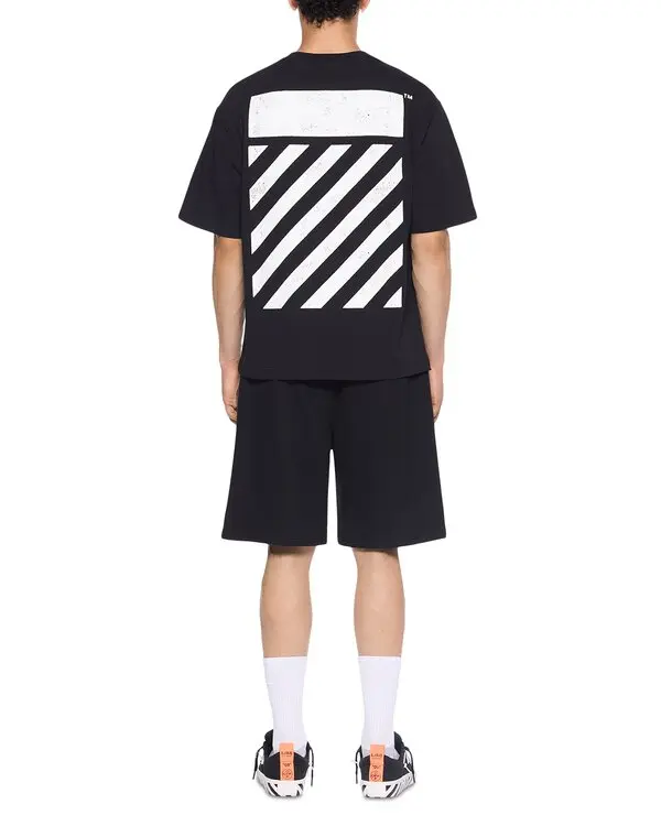 Off-White Cotton Diagonal Graphic Crewneck T-shirt - Black