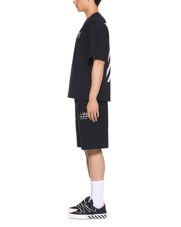 Off-White Cotton Diagonal Graphic Crewneck T-shirt - Black