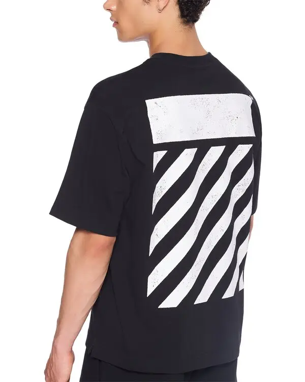 Off-White Cotton Diagonal Graphic Crewneck T-shirt - Black