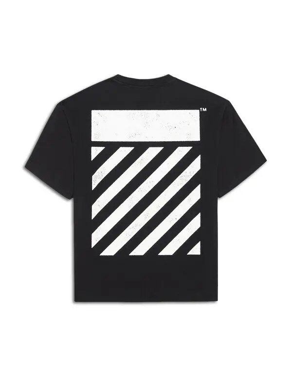Off-White Cotton Diagonal Graphic Crewneck T-shirt - Black