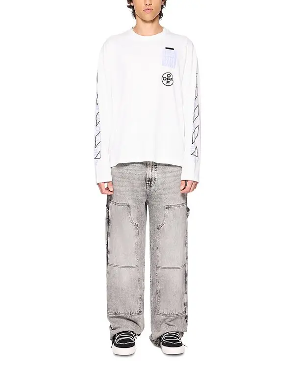 Off-White Cotton Active Logo Graphic Crewneck Shirt - White