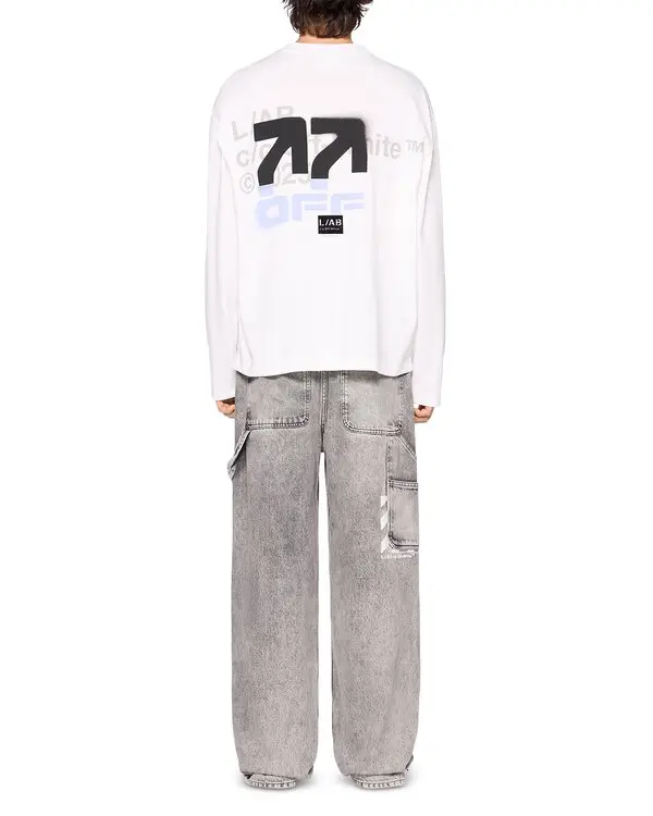 Off-White Cotton Active Logo Graphic Crewneck Shirt
