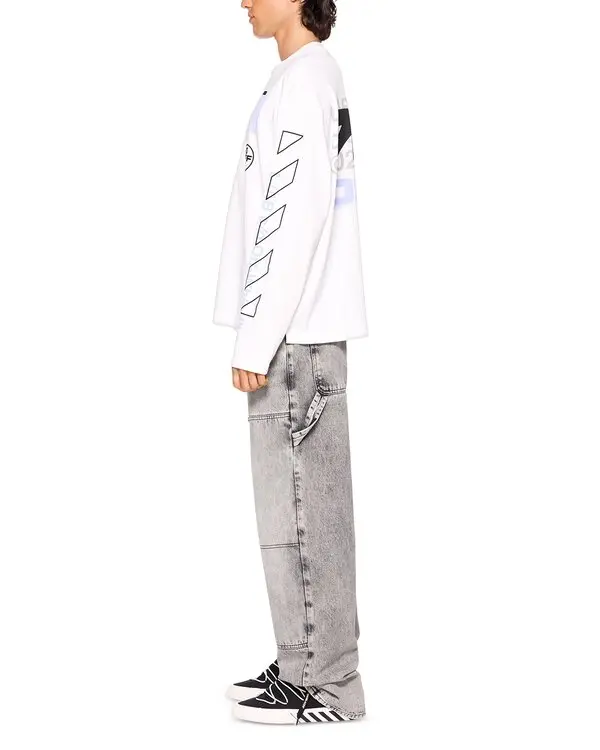 Off-White Cotton Active Logo Graphic Crewneck Shirt