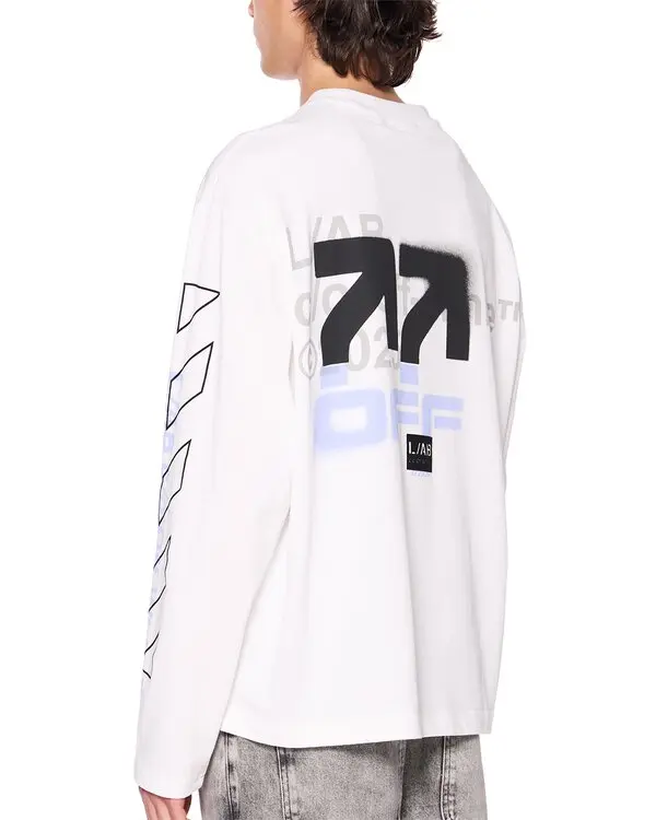 Off-White Cotton Active Logo Graphic Crewneck Shirt