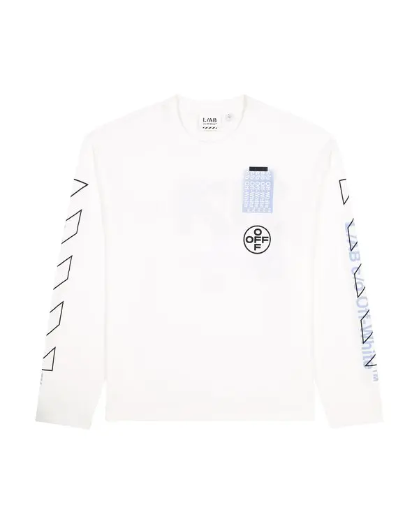 Off-White Cotton Active Logo Graphic Crewneck Shirt