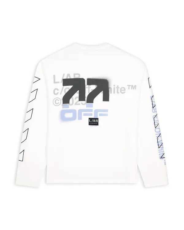 Off-White Cotton Active Logo Graphic Crewneck Shirt
