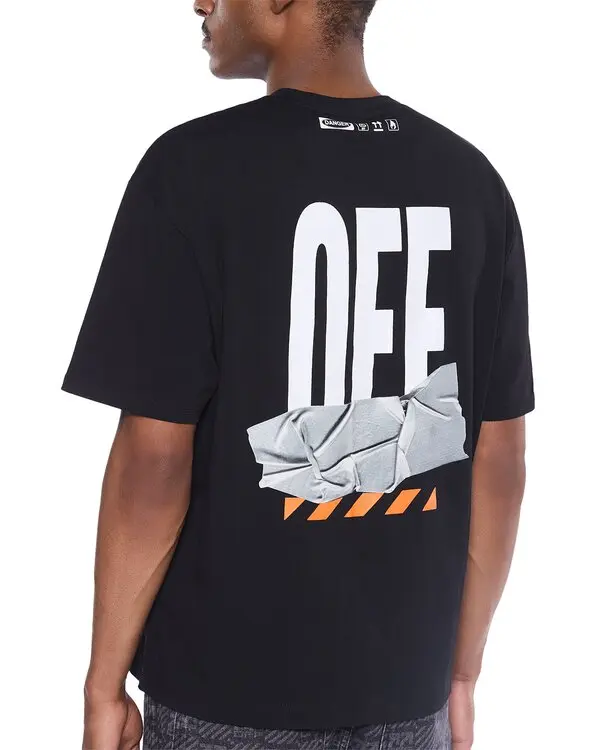 Off-White Cotton Duct Tape Logo Graphic T-shirt