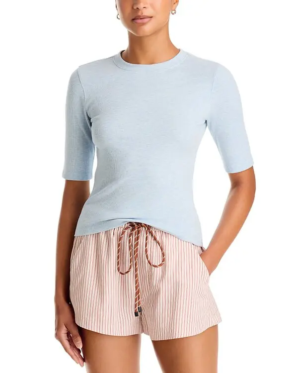 FRAME The Heather Rib Crewneck Tee - Heather Sky