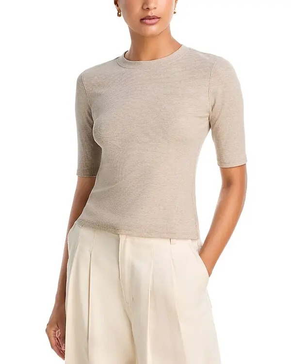 FRAME The Heather Rib Crewneck Tee - Tabby Heather