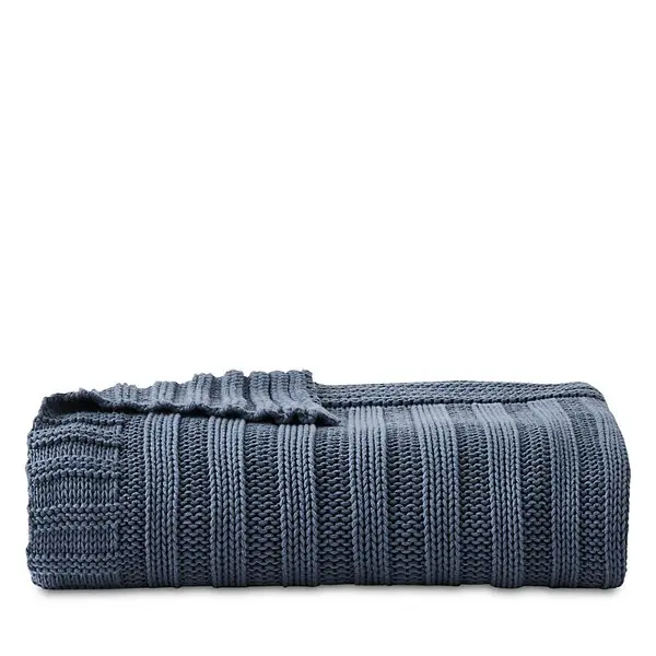 CHRISTY Cambridge Sculpted Rib Throw Blanket - Denim
