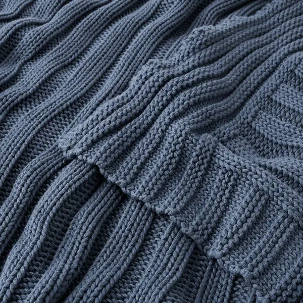 CHRISTY Cambridge Sculpted Rib Throw Blanket - Denim