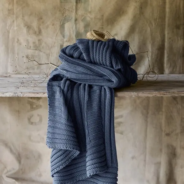 CHRISTY Cambridge Sculpted Rib Throw Blanket - Denim