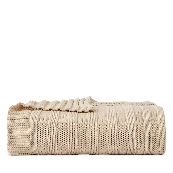 CHRISTY Cambridge Sculpted Rib Throw Blanket - Ecru