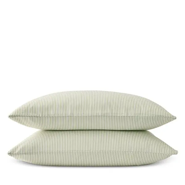 CHRISTY Ticking Stripe Twill Standard Pillowcases, Pair - Green