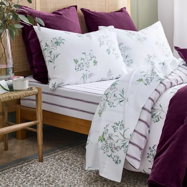 CHRISTY Leaves Sateen Sheet Set, Queen