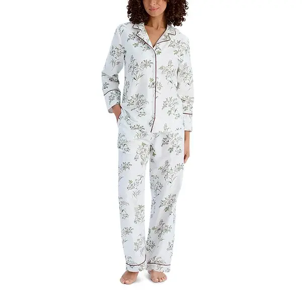 CHRISTY Leaves Cotton Sateen Pajama Set