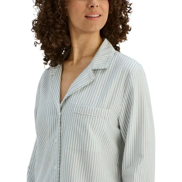 CHRISTY Ticking Stripe Cotton Twill Pajama Set - Blue