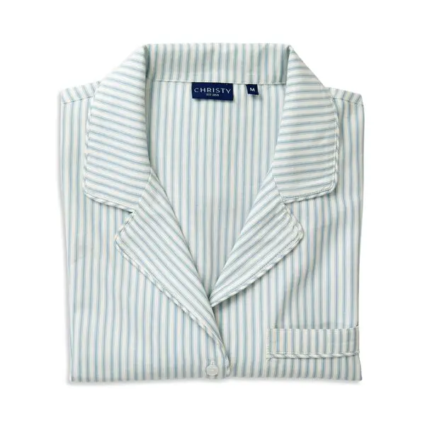 CHRISTY Ticking Stripe Cotton Twill Pajama Set - Blue