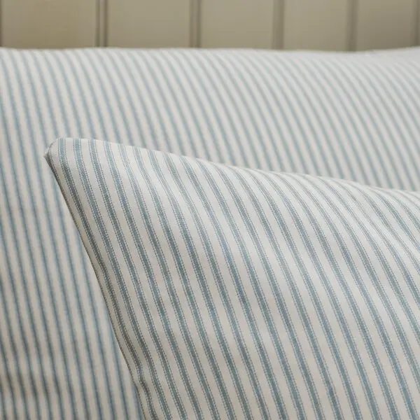 CHRISTY Ticking Stripe Twill King Pillowcases, Pair - Blue