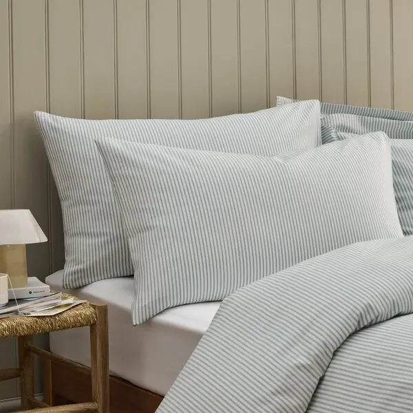 CHRISTY Ticking Stripe Twill King Pillowcases, Pair - Blue