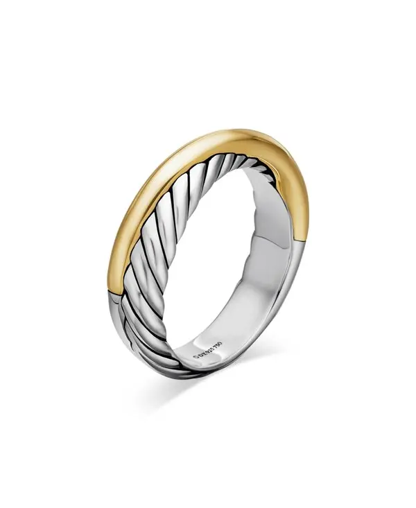 David Yurman Sterling Silver And 18k Yellow Gold Crossover Ring