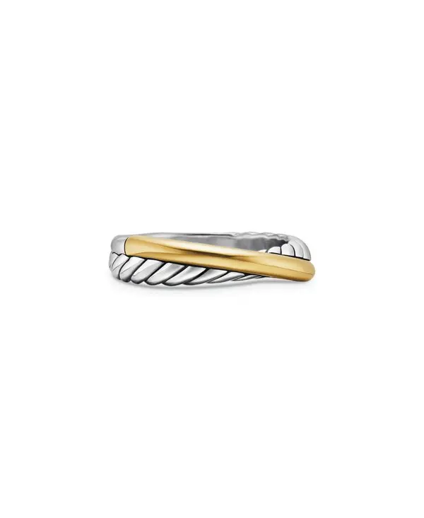 David Yurman Sterling Silver And 18k Yellow Gold Crossover Ring