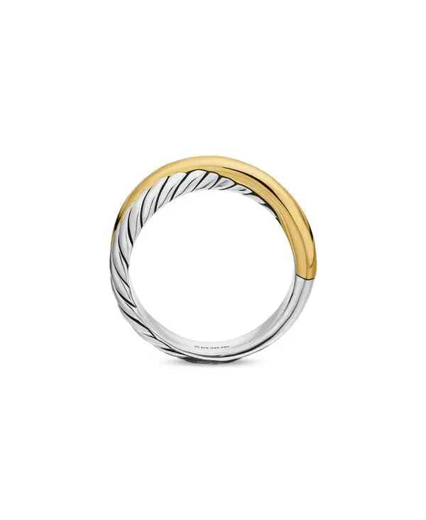 David Yurman Sterling Silver And 18k Yellow Gold Crossover Ring