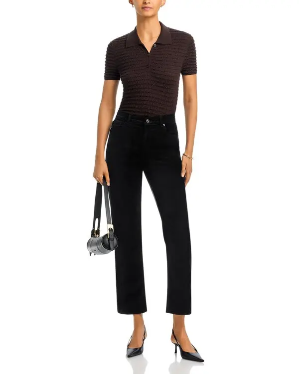 FRAME Smocked Silk Cotton Blend Polo