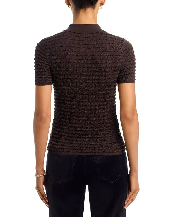 FRAME Smocked Silk Cotton Blend Polo