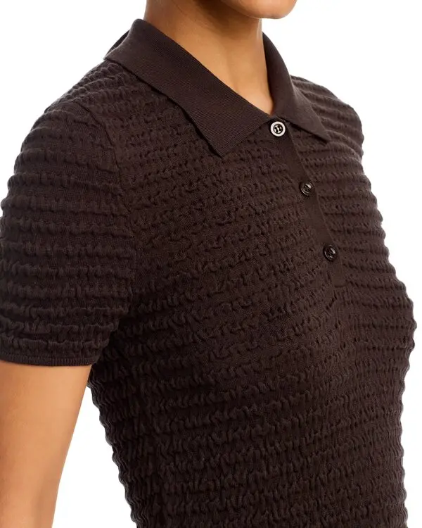 FRAME Smocked Silk Cotton Blend Polo