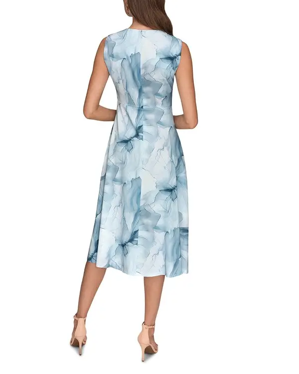 Donna Karan New York Printed Side Drape Midi Dress