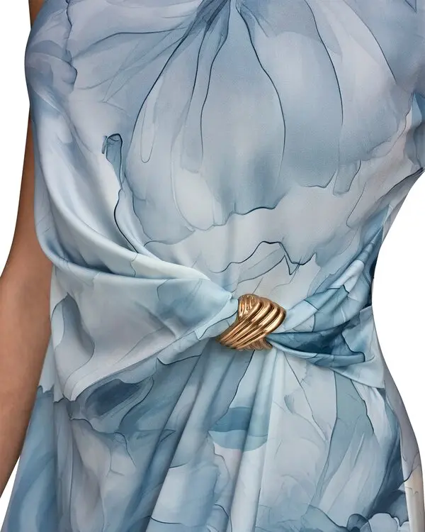 Donna Karan New York Printed Side Drape Midi Dress
