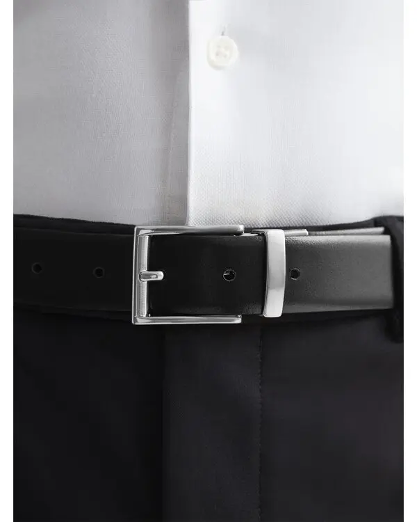 REISS Ricky Saffiano/smooth Reversible Leather Belt