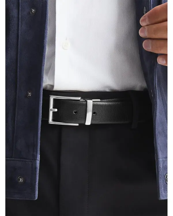 REISS Ricky Saffiano/smooth Reversible Leather Belt