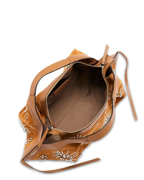 3.1 Phillip Lim Luna Large Studded Faux Suede Hobo Bag