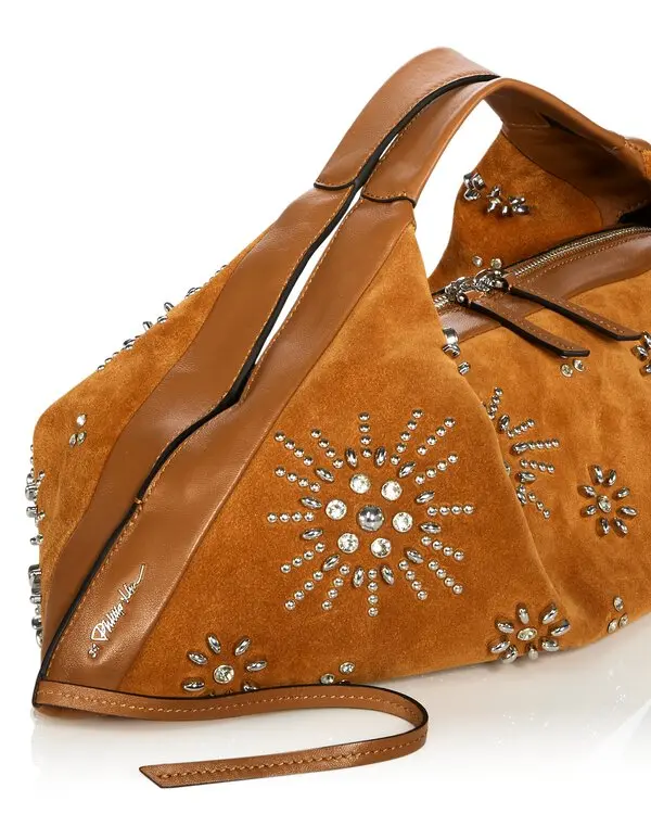 3.1 Phillip Lim Luna Large Studded Faux Suede Hobo Bag