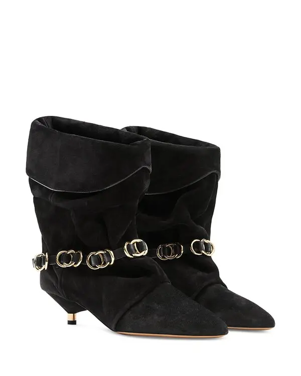 Isabel Marant Étoile Edrik Embellished Suede Ankle Boots - Black