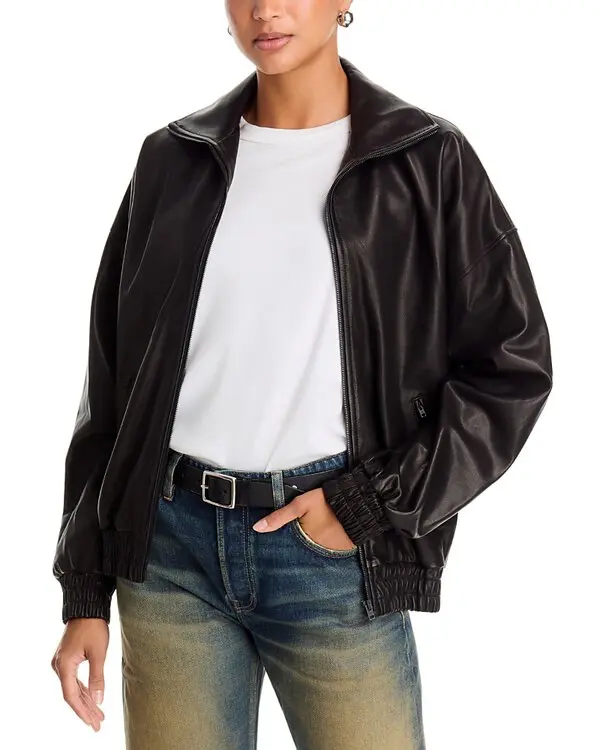 Acne Studios Leather Zip Front Jacket