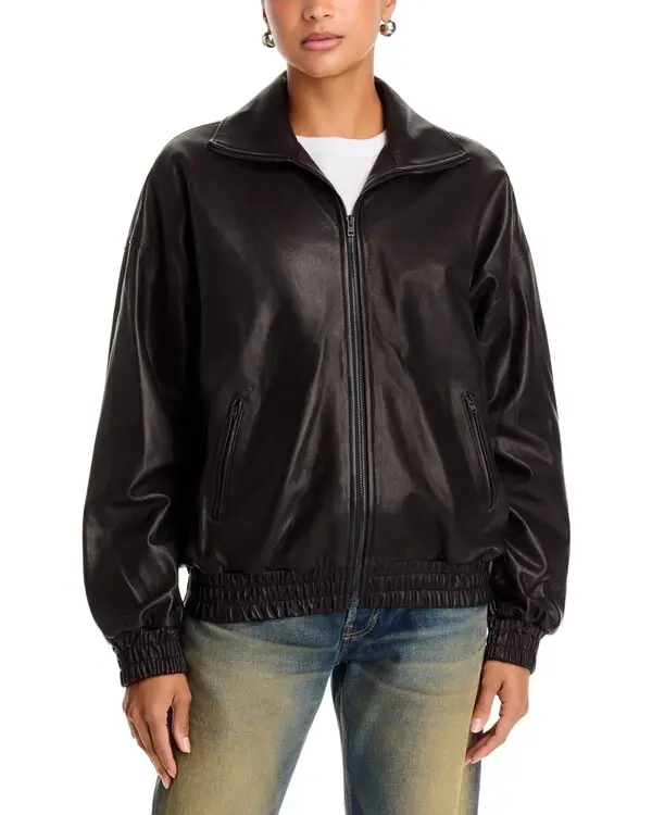 Acne Studios Leather Zip Front Jacket