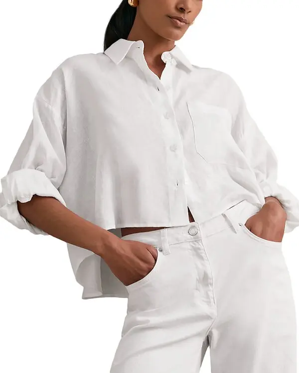 REISS Solena Linen Shirt - White