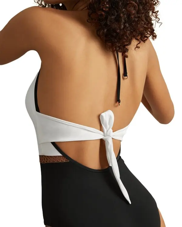 REISS Lattice Trim Colorblocked Swimsuit