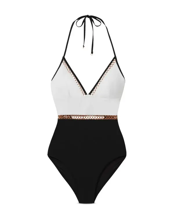REISS Lattice Trim Colorblocked Swimsuit