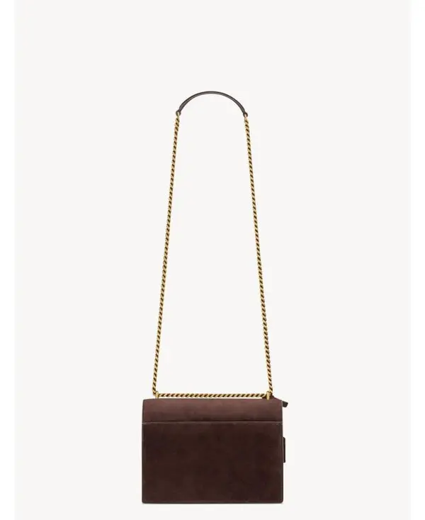 Saint Laurent Sunset Medium Bag In Suede - Arabica
