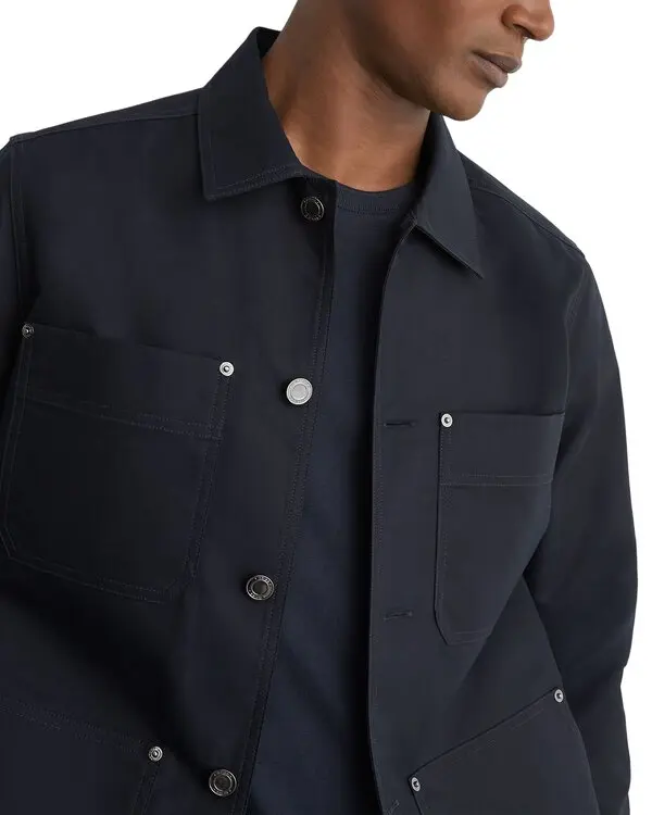 REISS Yorker Twill Four Pocket Overshirt - Navy