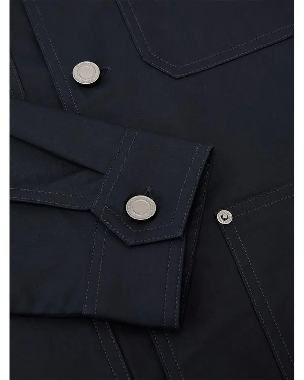 REISS Yorker Twill Four Pocket Overshirt - Navy