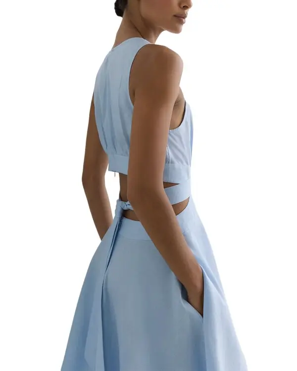 REISS Hazel Linen And Cotton Sleeveless Dress