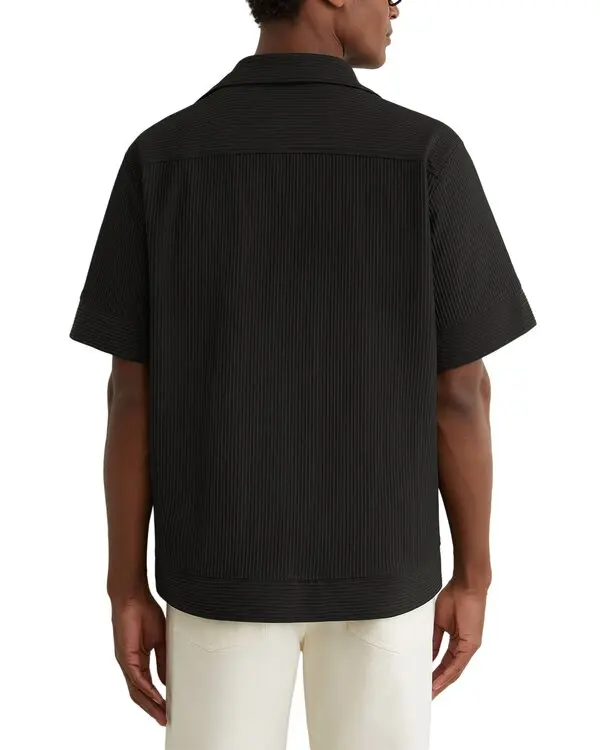 REISS Odessa Ribbed Pocket Short Sleeve Cuban Shirt